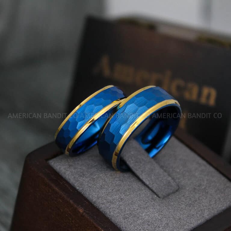 Hammered Rings, Blue Wedding Rings, Blue Wedding Bands, Couple Rings ...