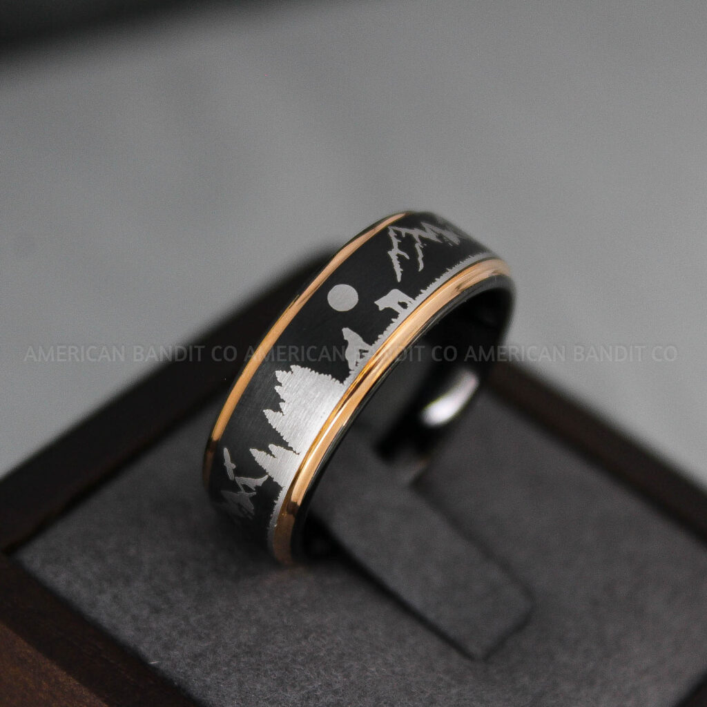 Mountain Range Ring, Mountains Scene Ring, Wolf Ring - American Bandit ...