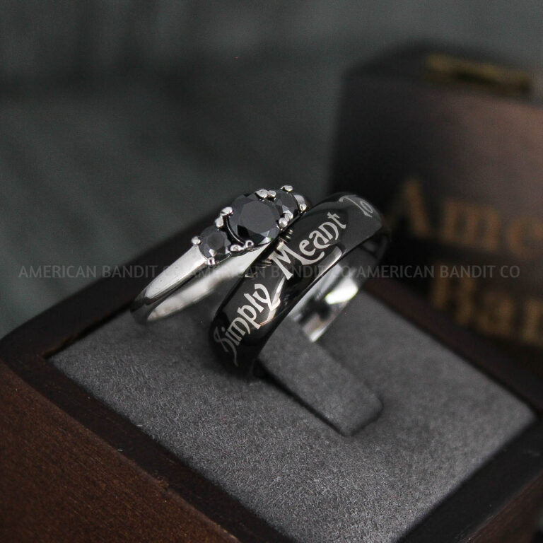 Simply Meant To Be Ring, Bridal Wedding Ring Set, Bridal Rings, Black ...