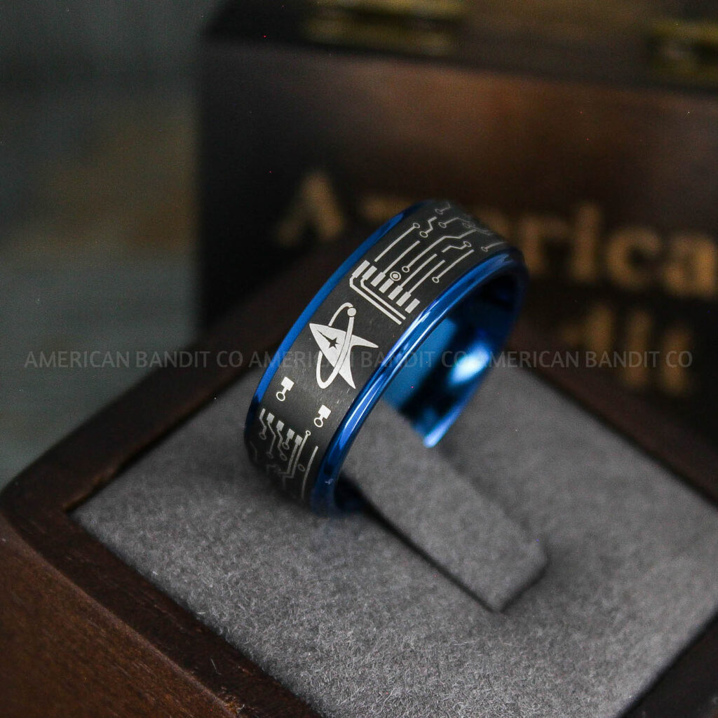 Star Trek Ring, Star Trek Wedding Band, Black Star Trek Wedding Ring ...