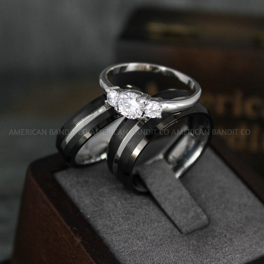 Black Wedding Bands, Black Wedding Rings, Couple Rings, Matching ...