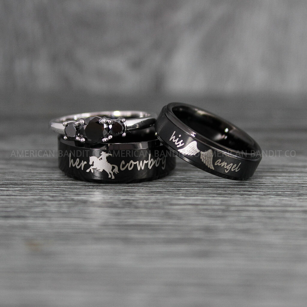 Her Cowboy His Angel Rings, Cowboys Rings, Cowboys Wedding Rings ...