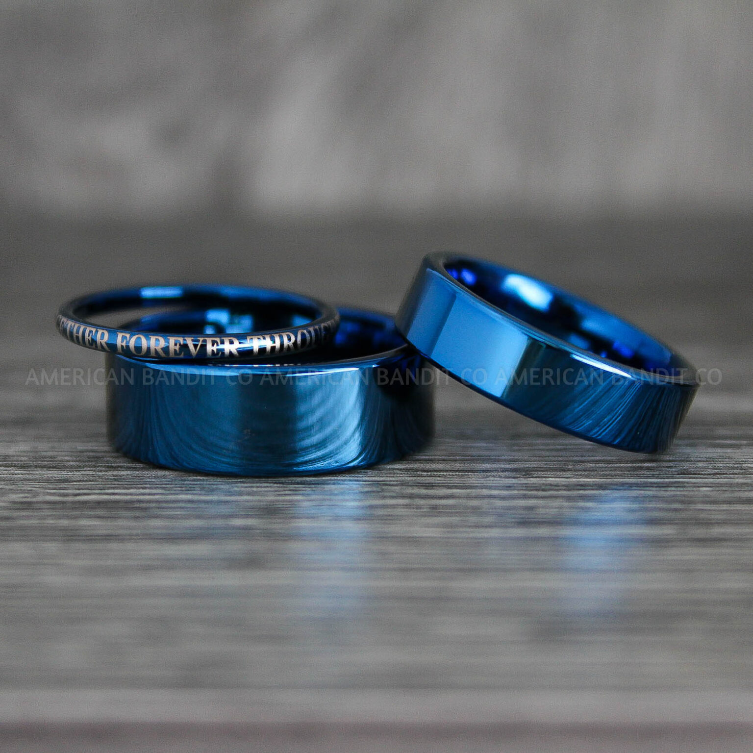 Couple Rings, Blue Wedding Bands, Blue Tungsten Rings, Matching Couple ...