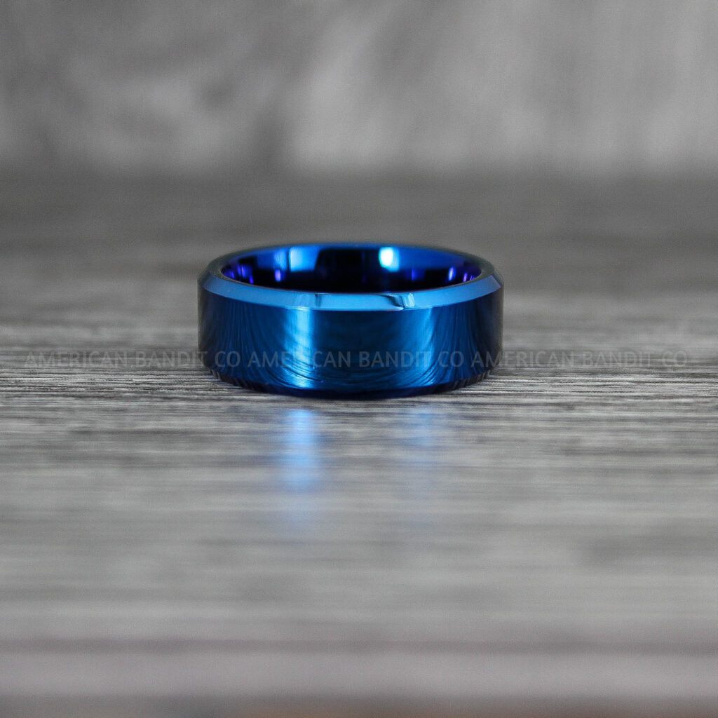 Couple Rings, Blue Wedding Bands, Blue Tungsten Rings, Matching Couple ...