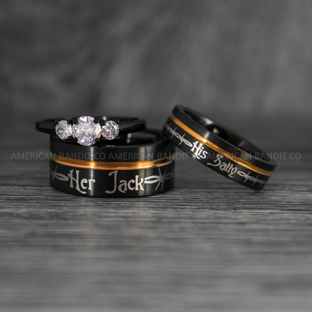 Jack and Sally Rings, Jack and Sally Wedding Bands, Couple Rings, Jack ...