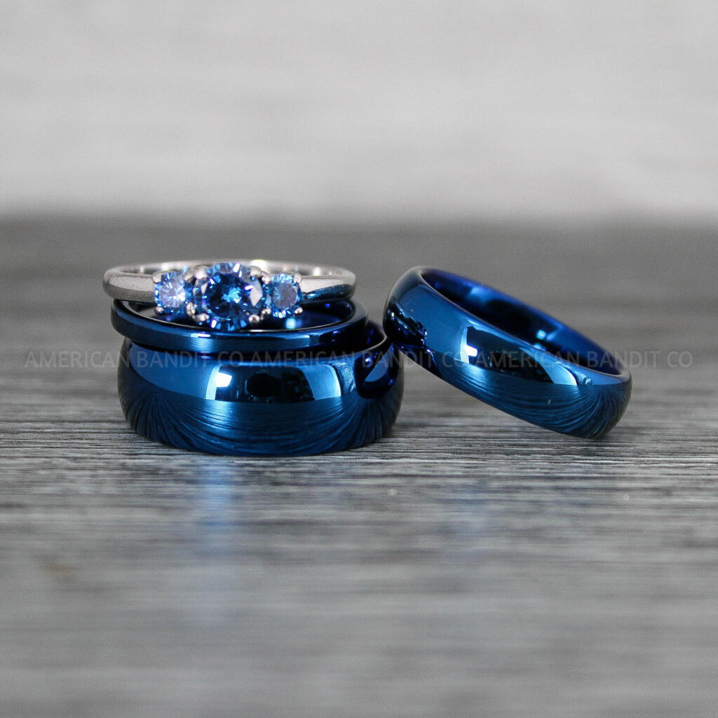 Blue Couple Rings, Blue Wedding Bands, Blue Wedding Rings, Couple Rings ...