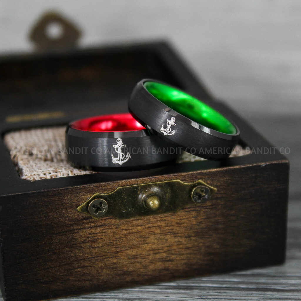 Nautical Ring, Anchor Ring, Black Anchor Rings, Black Wedding Rings ...